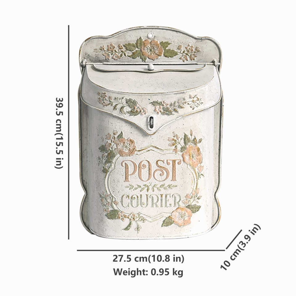 Vintage Rustic Letter Box Post Box Wall Mounted Decorative Metal ...