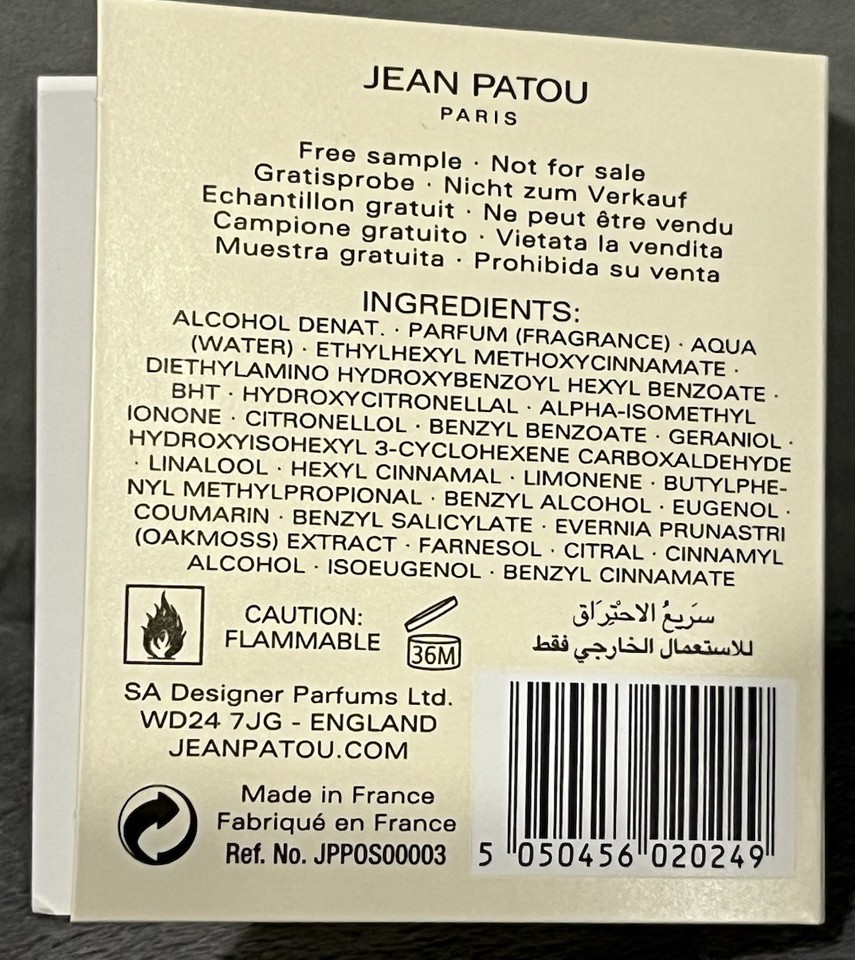1000 Jean Patou Paris Travel Fragrance Perfume Trial Sample Refillable ...