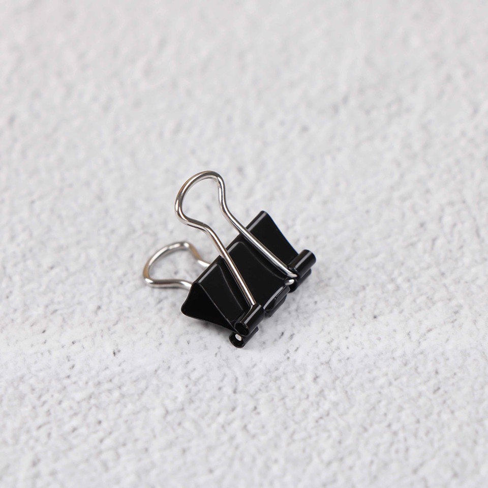 12Pcs Black Metal Binder Clips File Paper Photo Stationary Office ...