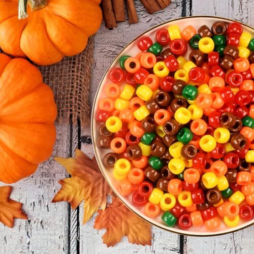 1200 Pcs Fall Pony Beads, Pony Beads for Thanksgiving Fall Multicolor ...