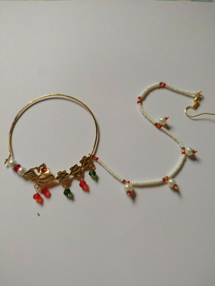 Bridal Piercing Decorated Wire Nose Ring Indian Nath Wedding Jewelry ...