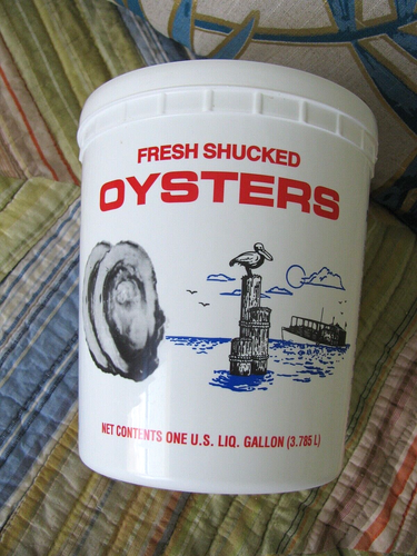 FRESH SHUCKED OYSTERS EMPTY Gal. Plastic Container Lid Harris Seafood ...