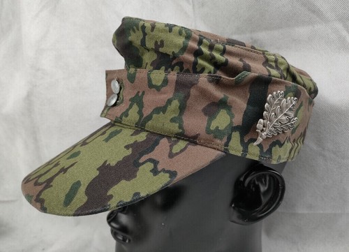 WW2 GERMAN ARMY M43 SPRING OAKLEAF CAMO FIELD HAT SNIPER BADGE CAP SIZE ...