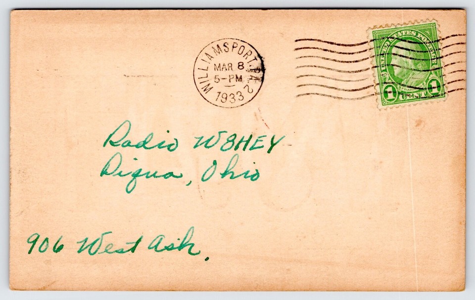 QSL CB Ham Radio W8CFF Williamsport Pennsylvania Vtg Lycoming County PA ...