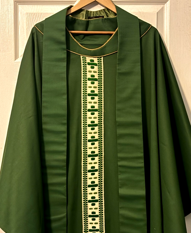 CATHOLIC PRIESTS GREEN & IVORY CHASUBLE & STOLE BY C.M. ALMY & SON | eBay
