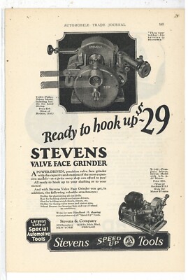 1926 Stevens & Co. Ad: Speed Up Tools Valve Face Grinder - T-281 ...
