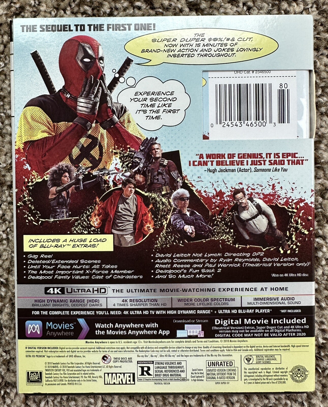 Deadpool 2 Super Duper Cut 4K Ultra HD Blu-ray 4 Disc Set W/ Slipcover ...