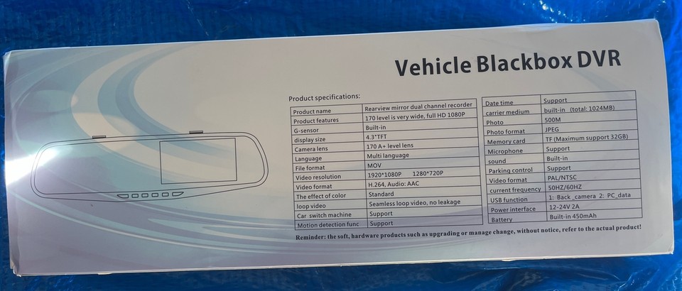 Vehicle Blackbox DVR (Full HD 1080) Rearview Mirror Dual Channel ...