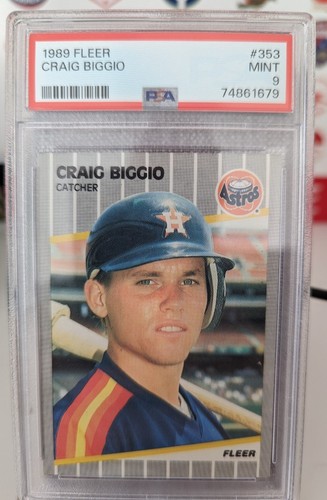 1989 Fleer Craig Biggio Rookie Card PSA 9 #353 Houston Astros | eBay