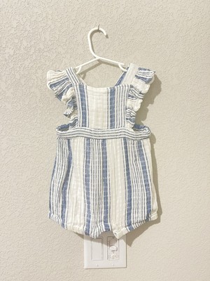 Mimi & Maggie 24 months girls Blue stripe Outfit Criss Cross In The ...