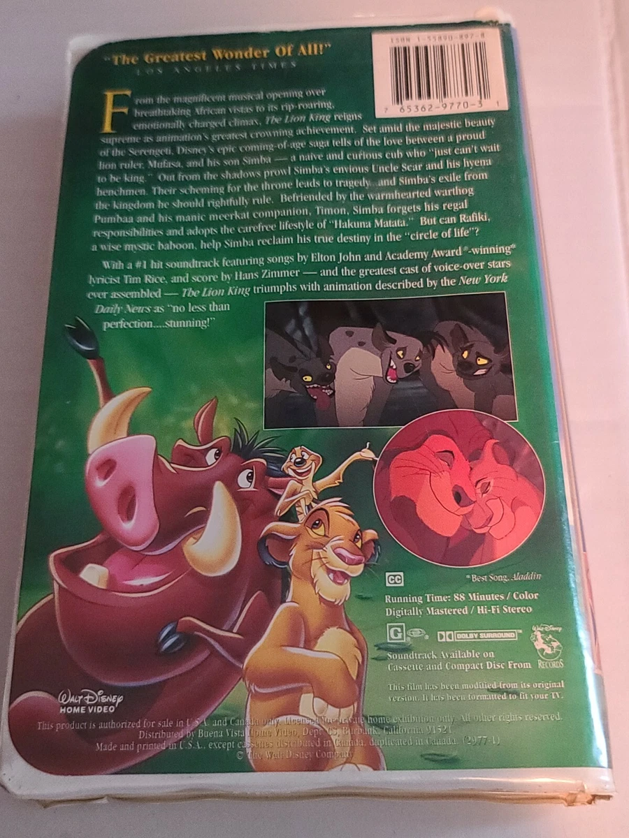 The Lion King Vhs Ebay