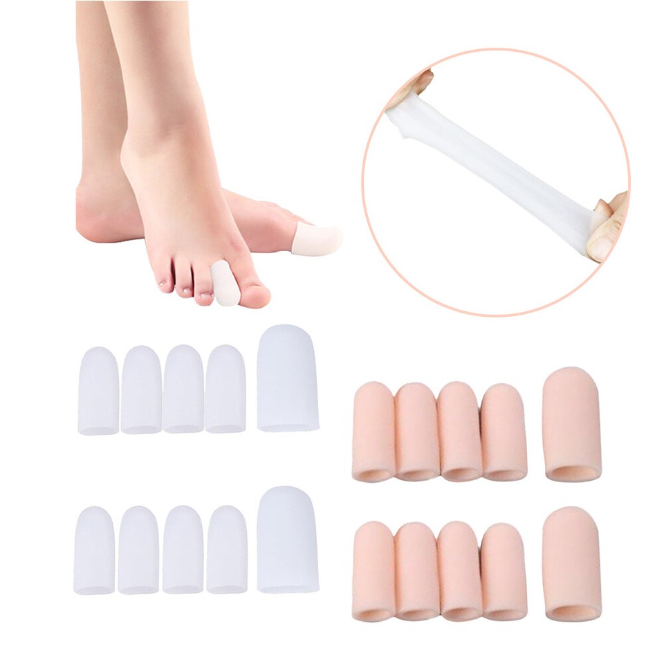 10Pcs Pain Relief Toe Sleeve Gel Silicone Toe Cap Cover Protector Corn ...