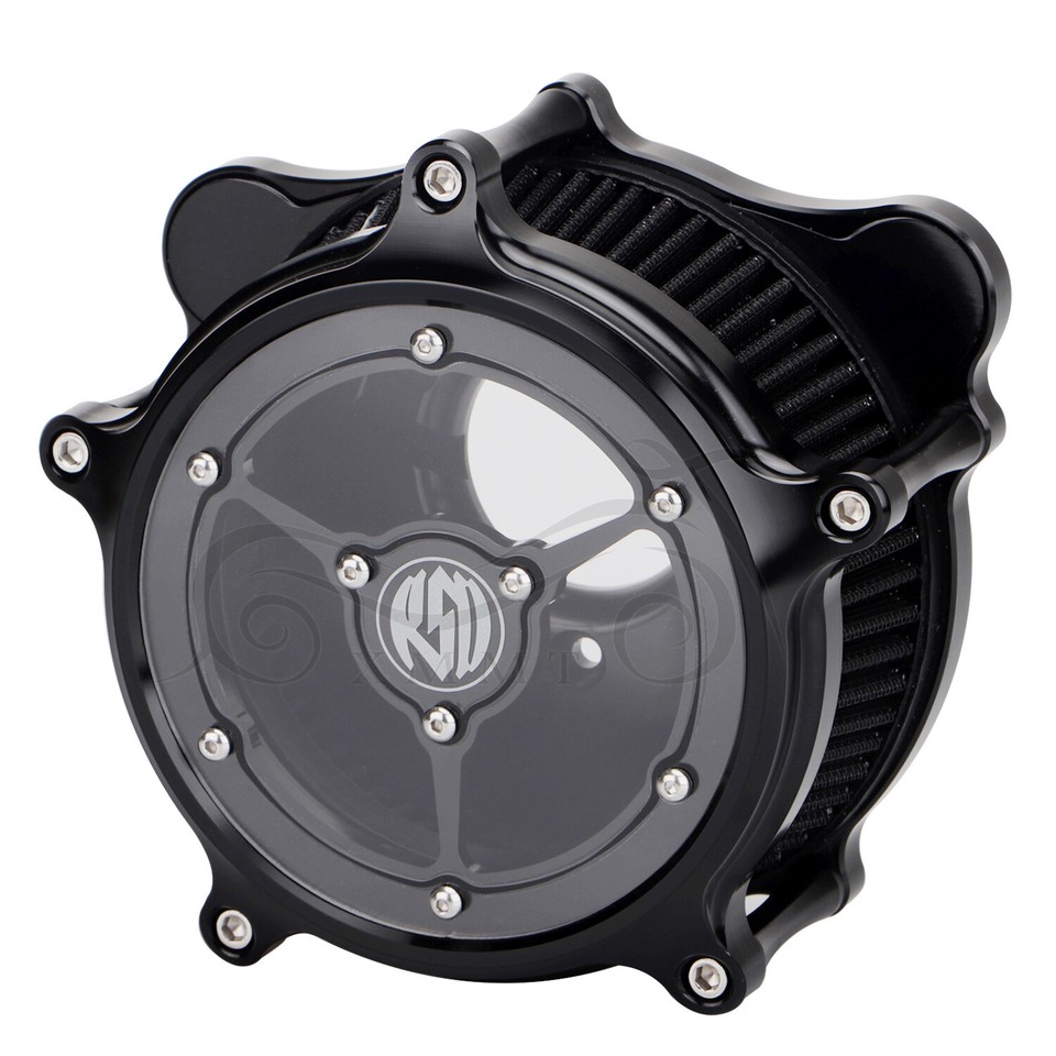 CNC Clear Air Cleaner Intake Black Filter For Harley Touring Electra ...