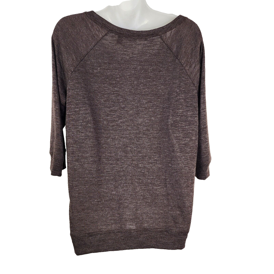 NY Collection Womens Top Large Brown Lace Overlay 3/4 Sleeve Round Neck ...