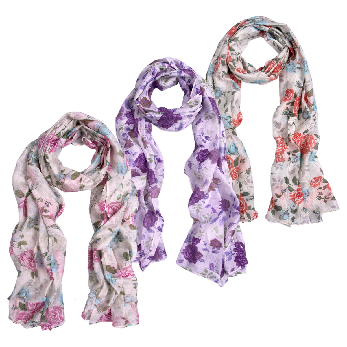 Elegant Roses Print Floral Scarf -Different Colors Available | eBay