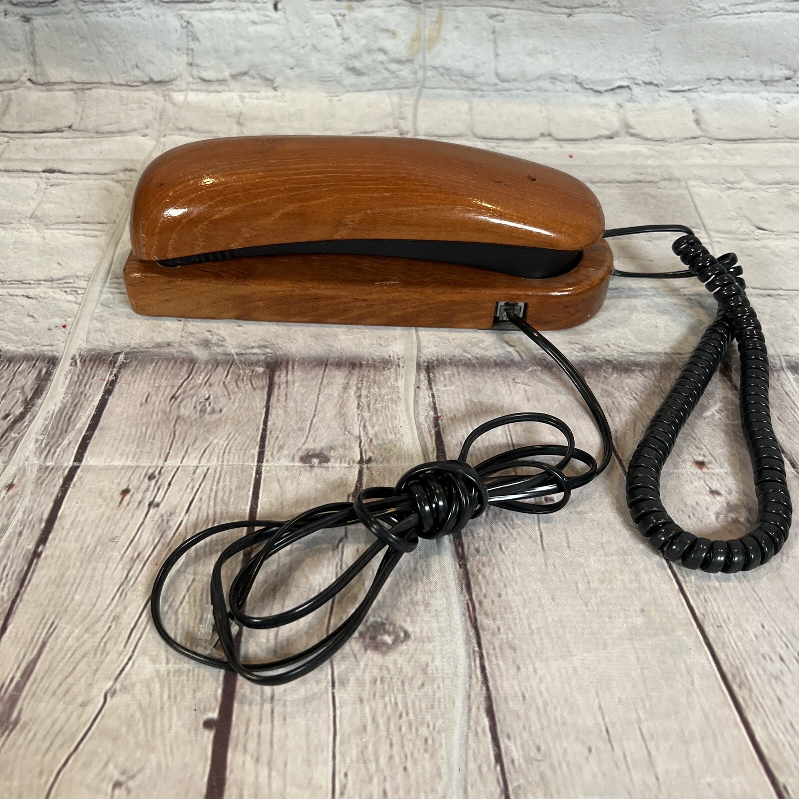 Vintage Columbia Woodgrain Push Button Desk Landline Telephone Retro ...