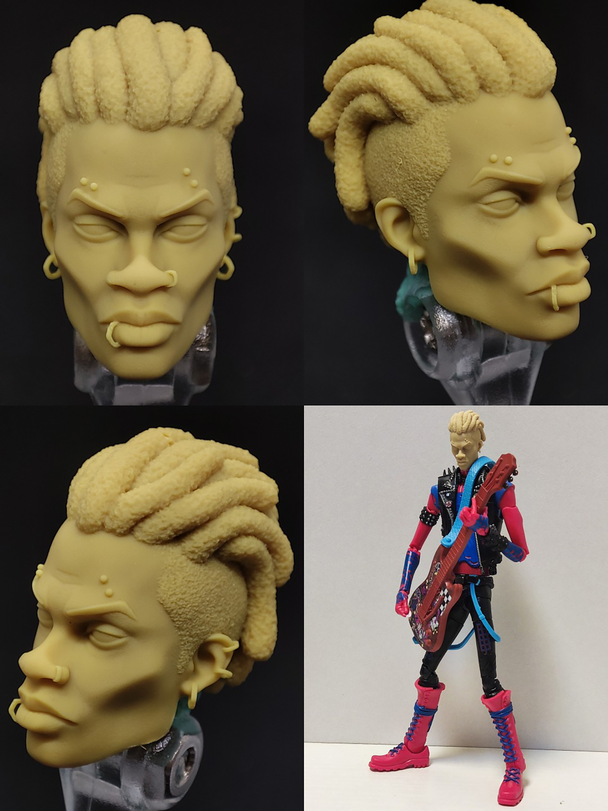 1/12 Unpainted Punk Spider-man Hobie Brown Head Carved Fit 6'' ML ...