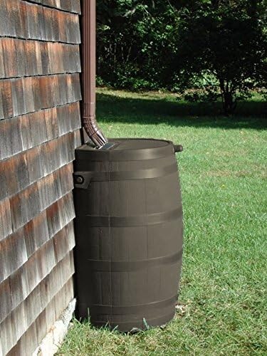 RTS 50 Gal Rain Barrel – Walnut Color, Brass Spigot, Flat Back Design ...