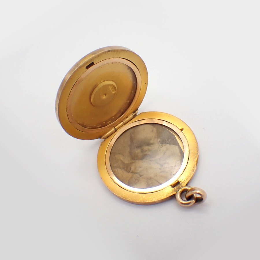 Locket Pendant Greek Key Border 14K Yellow Gold Mono G | eBay