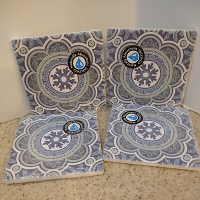 SOUS-VERRE MOROCCAN TILE COASTERS (SET OF 4) NATURAL ABSORBENT COASTERS ...