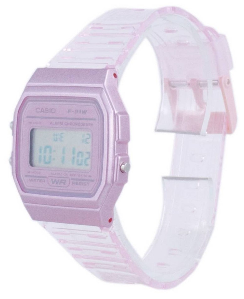Casio F91W Pink Digital Alarm Calendar Stopwatch Light F-91WS-4 Mens ...