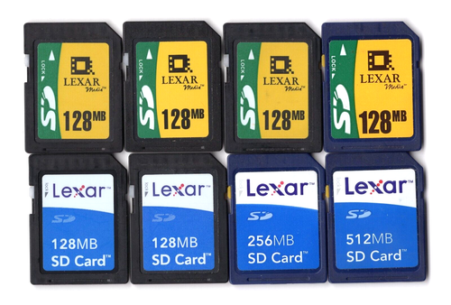 Lot Of 8x Lexar 128MB / 256MB / 512MB MEGABYTE SD Camera Memory Cards ...