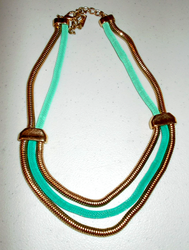 Mika 22" Necklace Gold and Turquoise Color Hollow Rope Strands/Lobster ...
