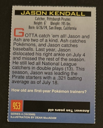2000 Sports Illustrated For Kids SIFK Jason Kendall Ash Ketchum Of ...