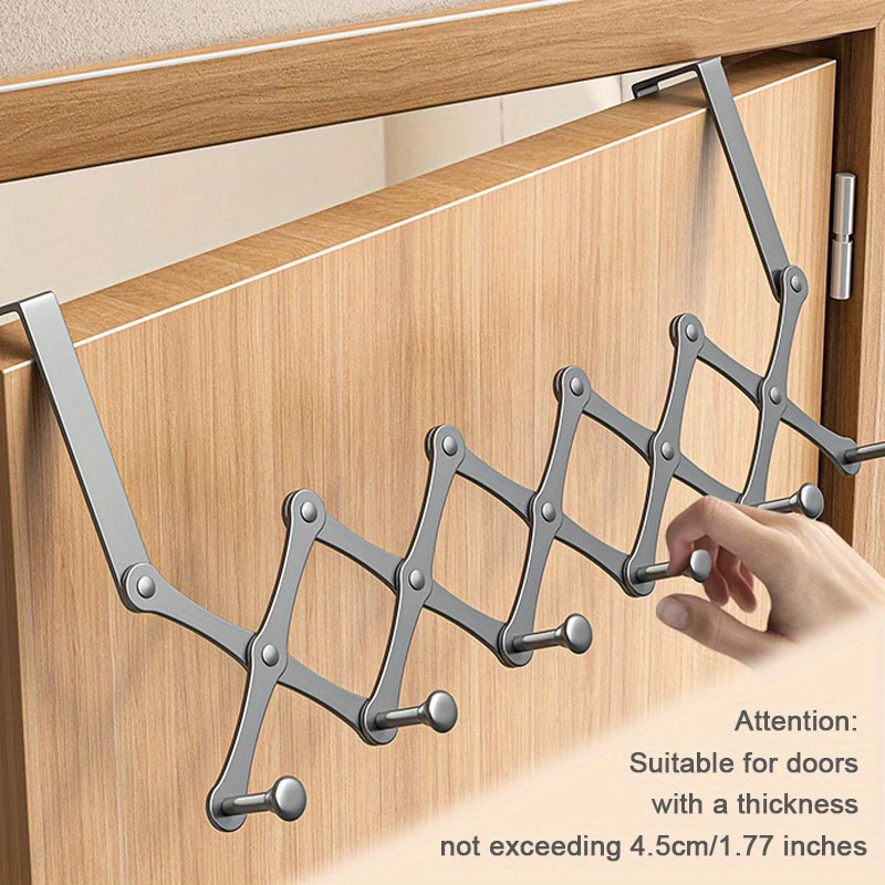 Retractable Over The Door Hook Rack - 6-Hook Expandable Hanger-Space ...