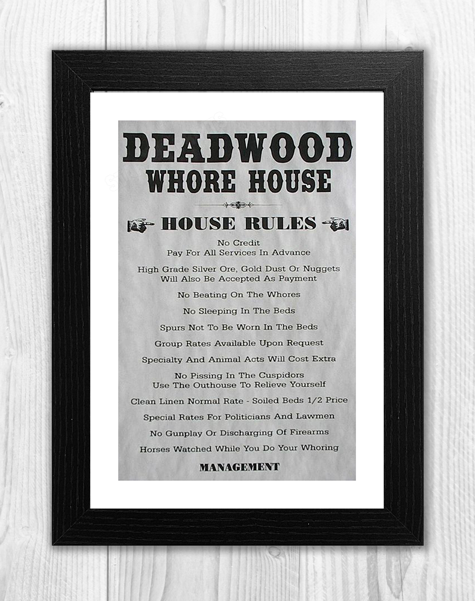 Deadwood Whore House Rules Old West A4 reproduction poster with choice ...