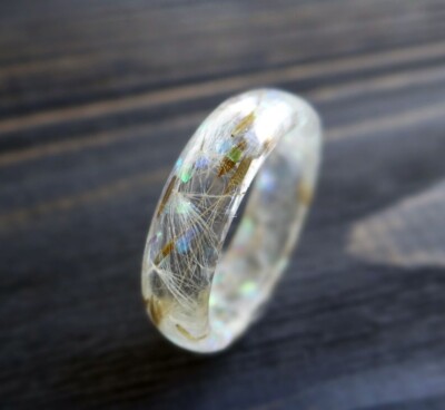 Real Dandelion ring Resin Fairy dust ring Magic ring Promise Fairy Wish ...