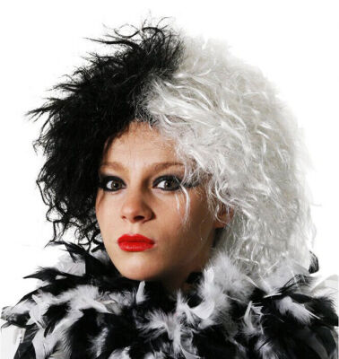DALMATION LADY WIG BOOK TV FILM VILLAIN FANCY DRESS COSTUME ACCESSORY ...