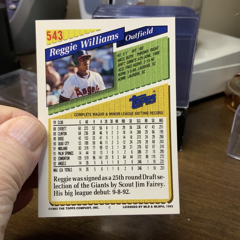 1993 Topps Gold Reggie Williams Baseball Cards #543 | eBay
