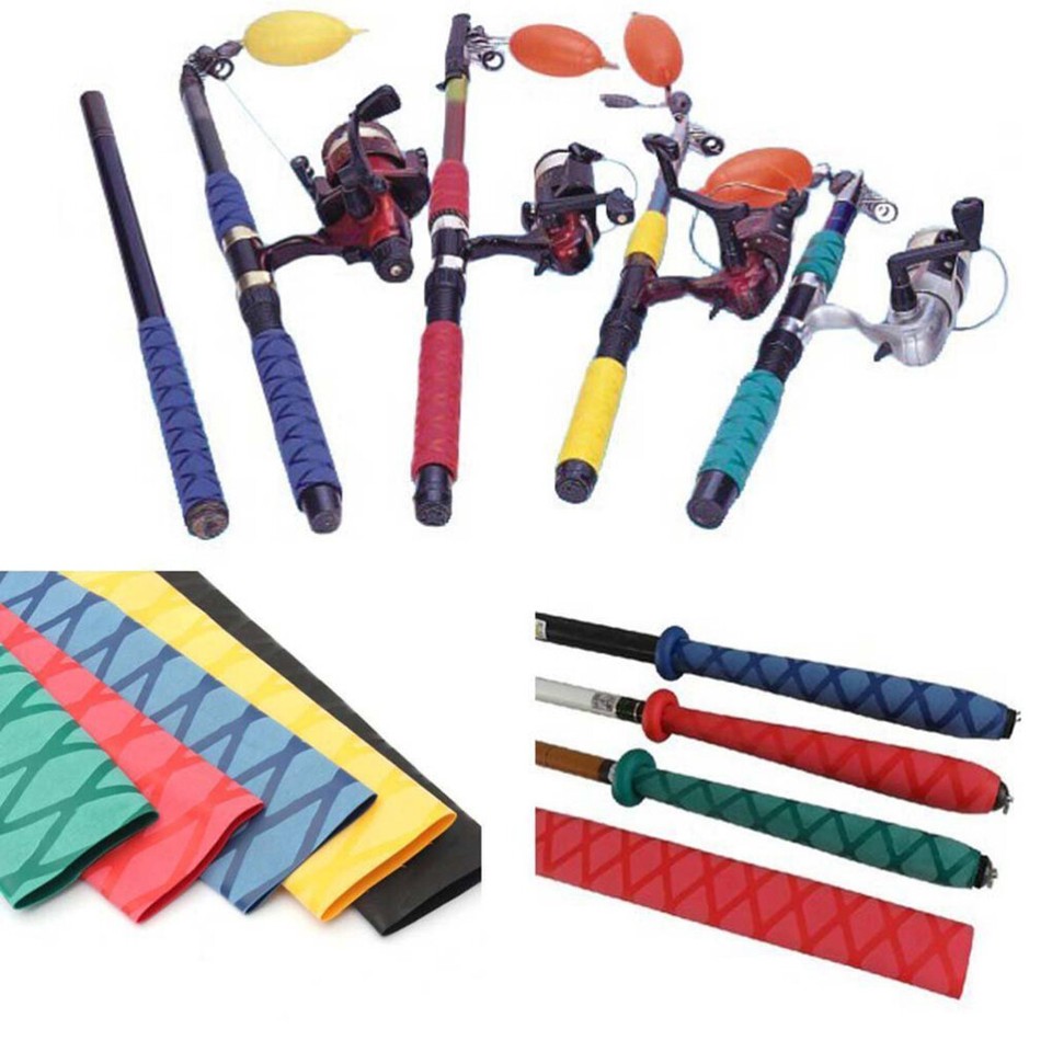 Insulated Non-slip Heat Shrink Tubing Fishing Rod Handle Grip Black ...