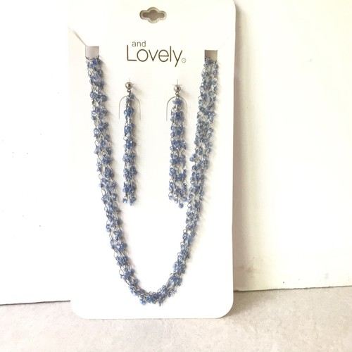 Lightweight Ladder Ribbon Trellis Necklace Yarn Hand Crochet + EARRINGS ...