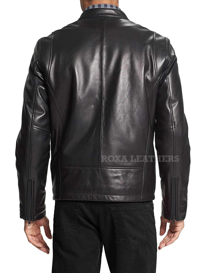 Men's Hand Crafted Pure Leather Jacket Authentic Lambskin Open Front ...
