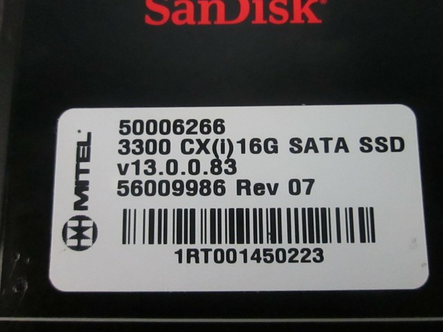 Mitel 50006266 16g SATA Hard Drive - From Mitel 3300 CX II Controller ...