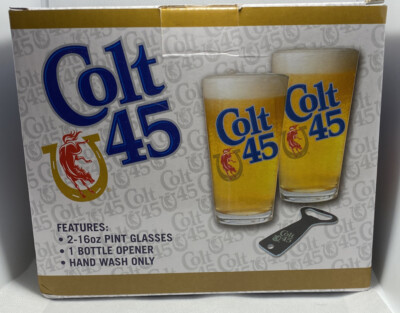 🍻Colt 45 2 Pint Glass Gift Set & Bottle Opener Pabst Beer Afroman 🔥 ...