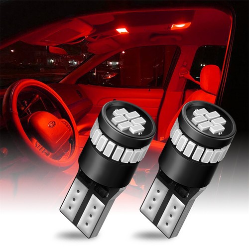 2x Red T10 LED 194 2825 912 24-SMD 168 Map Wedge Dome License Plate ...