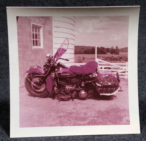 1955 Fancy Looking HUGE Red Motorcycle Color Photograph Snapshot Kodak ...