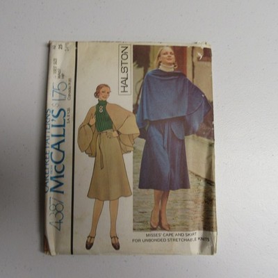 Vintage McCall’s 4387 Halston Sewing Pattern Size 12 Cape & Skirt ...