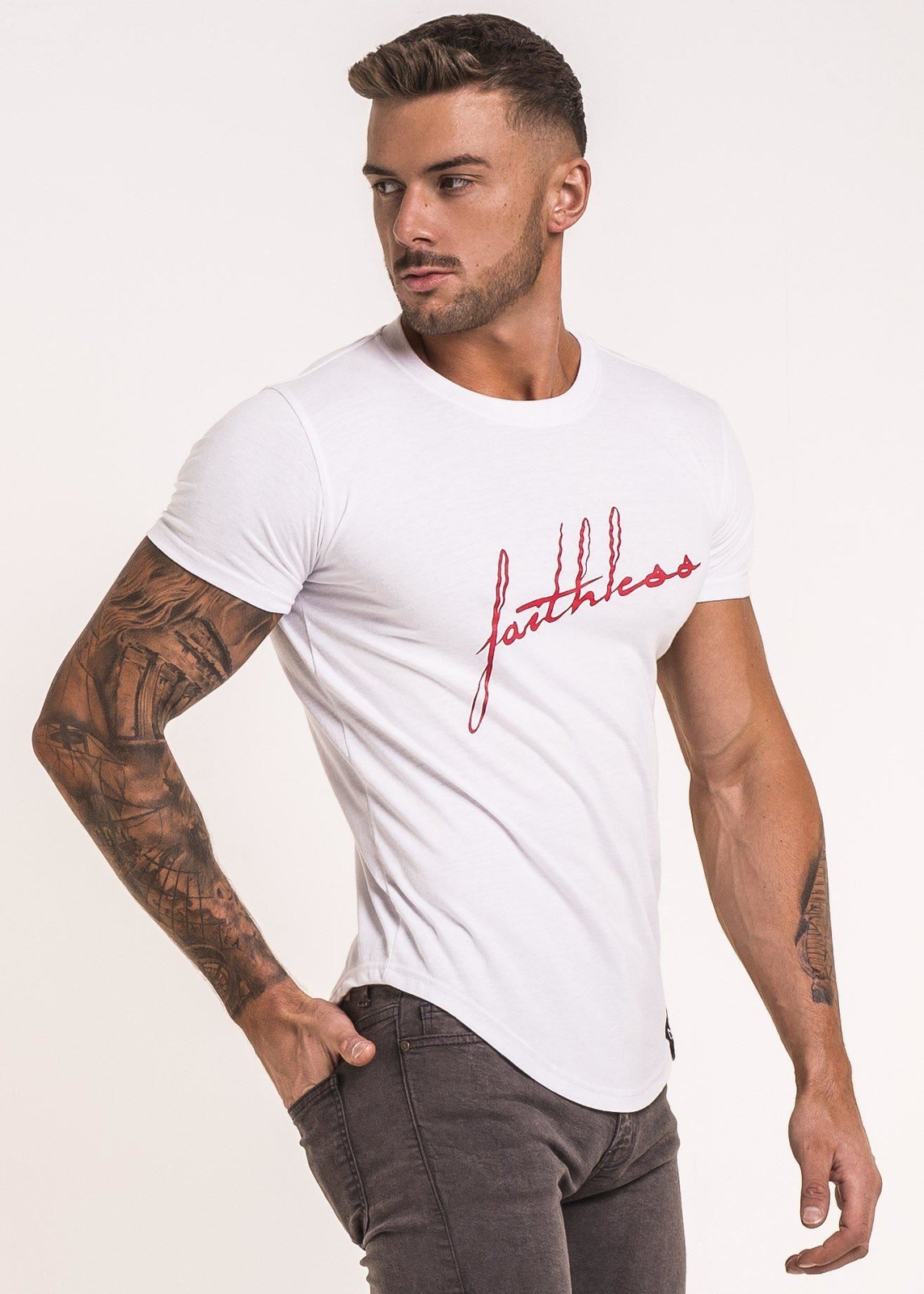 MENS FOREVER ORIGINAL FAITHLESS T-SHIRT TOP WHITE GYM XS S M L XL XX ...