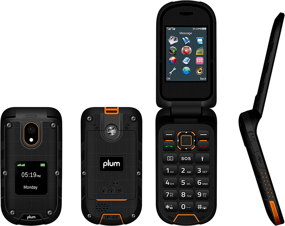 Plum RAM Plus | 4G LTE Unlocked Rugged Flip Phone | Orange | Dual SIM ...