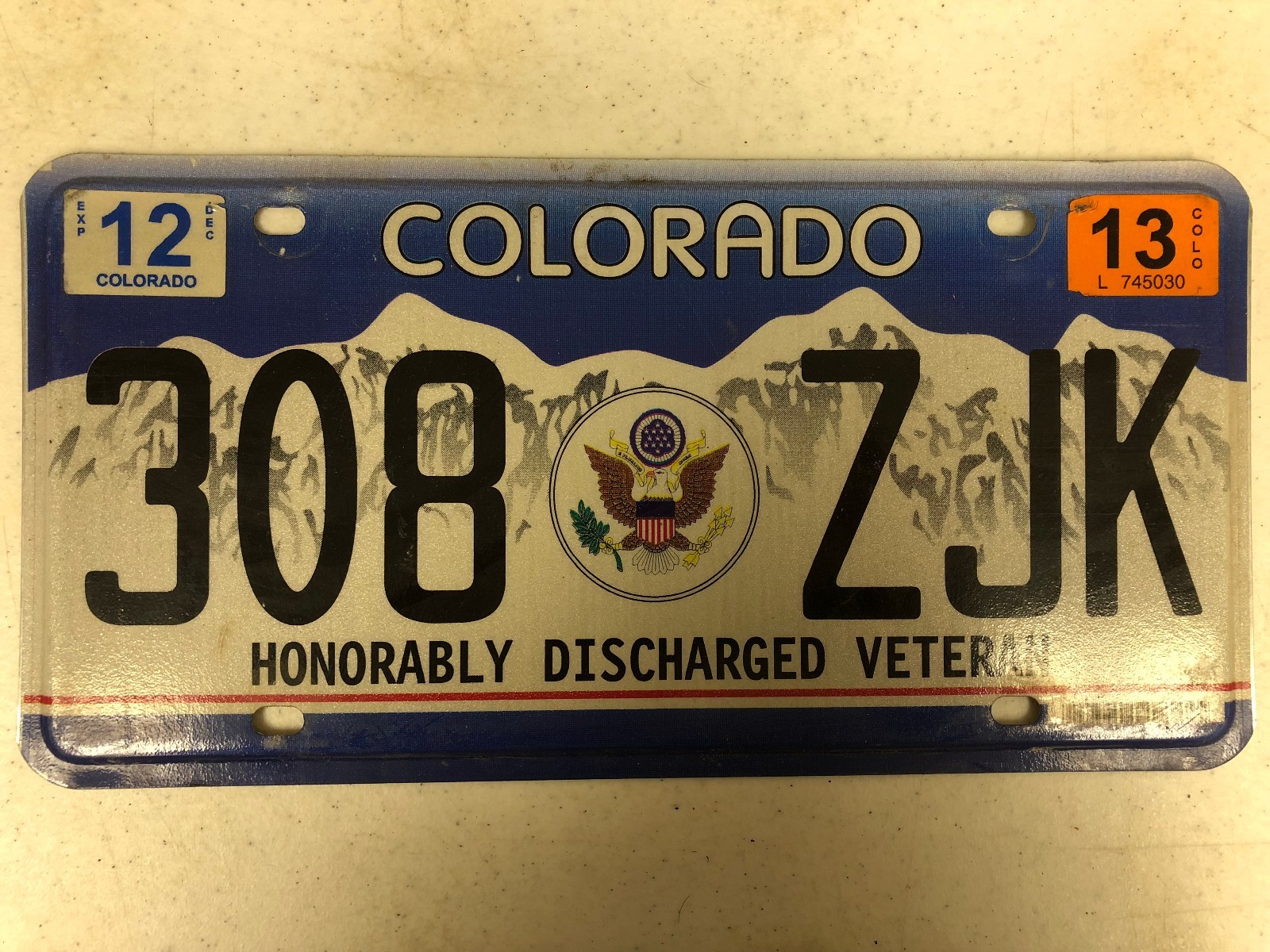2013 COLORADO Honorably Discharged Veteran License Plate 308-ZJK | eBay