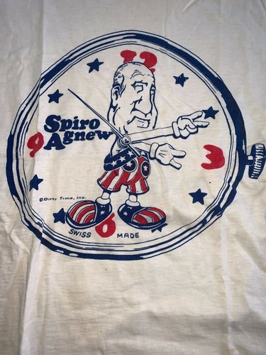 Vintage Mens Nixon Spiro Agnew Large Graphic White Ts… - Gem
