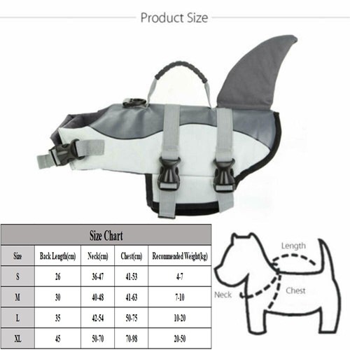 Pet Dog Shark Safety Life Jacket Swimming Flotation Boating Buoyancy ...