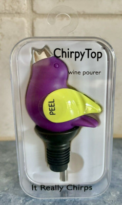 CHIRPY TOP Wine Pourer (Chirps While You Pour) Purple Bird - NEW and ...