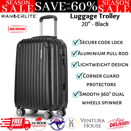 Wanderlite Suitcases Luggage Set 20" Cabin Carry On Trolley Secure ...