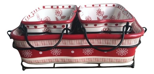 Temp-tations Daisy Baking Set With Trivet, Wire Rack Red and White | eBay