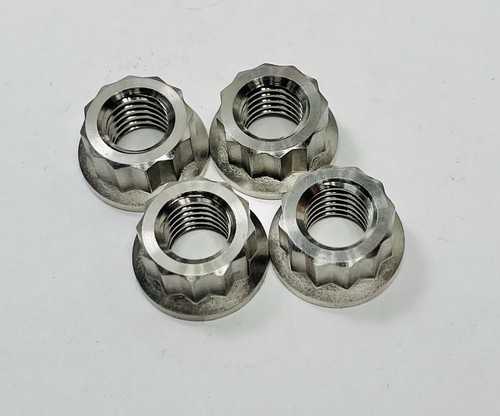 M11 11mm 12 Point Flange Nuts Titanium 11 X 1.25 Pitch Nut Set Four 4 ...